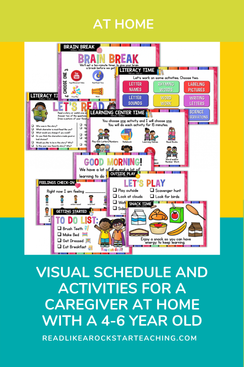 Visual Schedule and Activities for a Caregiver at Home With a 4-6 Year ...