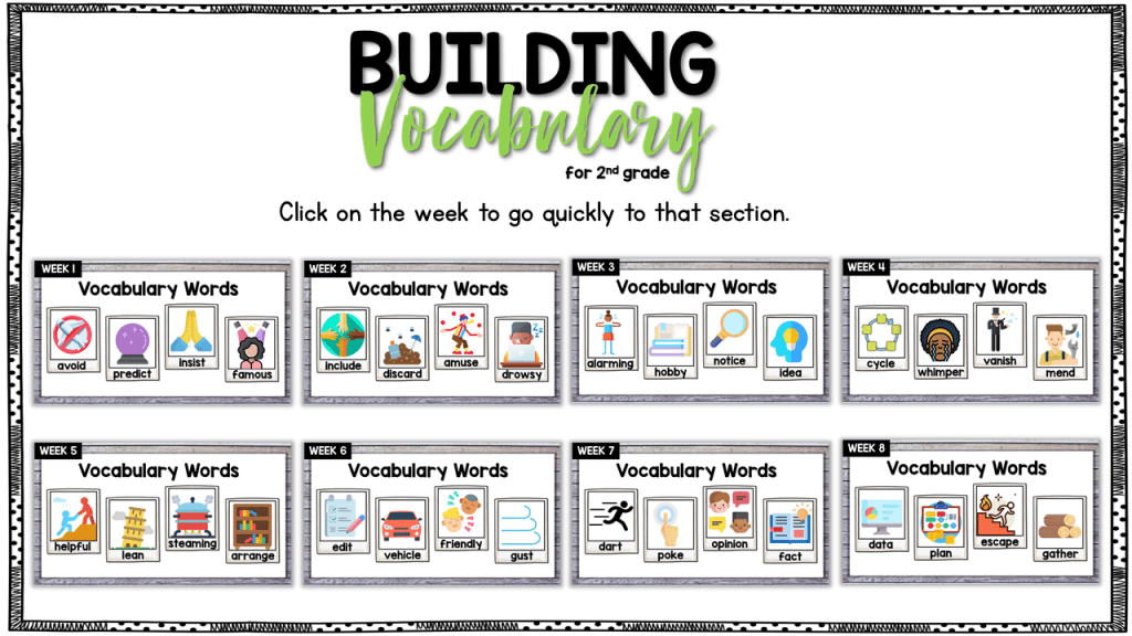 Weekly Vocabulary Set 1 of 4 (Second Grade) - Naomi O'Brien - Read Like ...