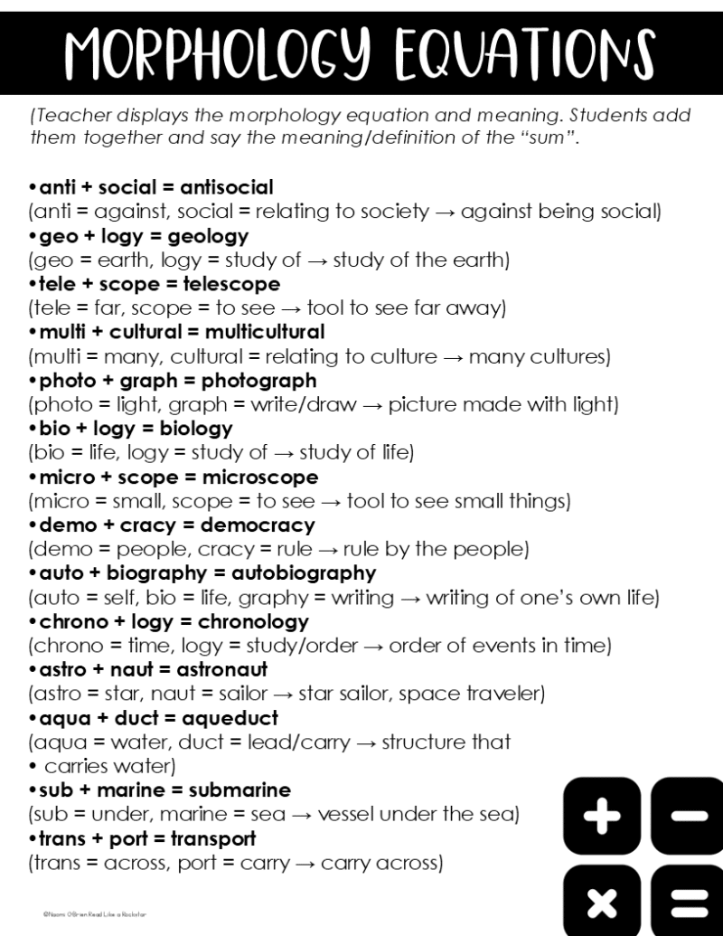 Morphology and Phonological Awareness Activities - Naomi O'Brien - Read ...